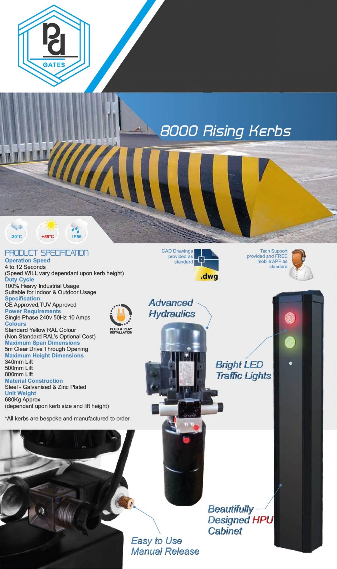 8000 Rising Kerbs PD Gates